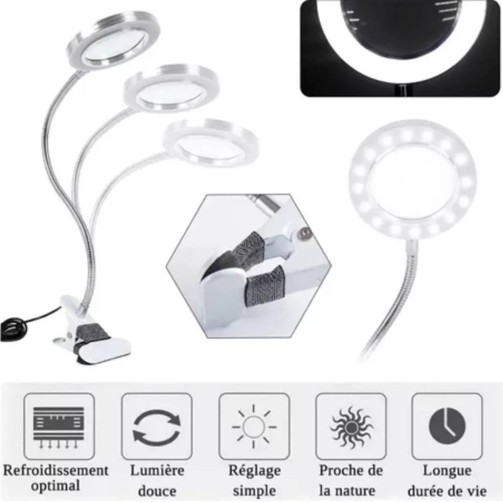 Lampara De Lupa Led Metalica Con Prensa USB – eTechy SAS